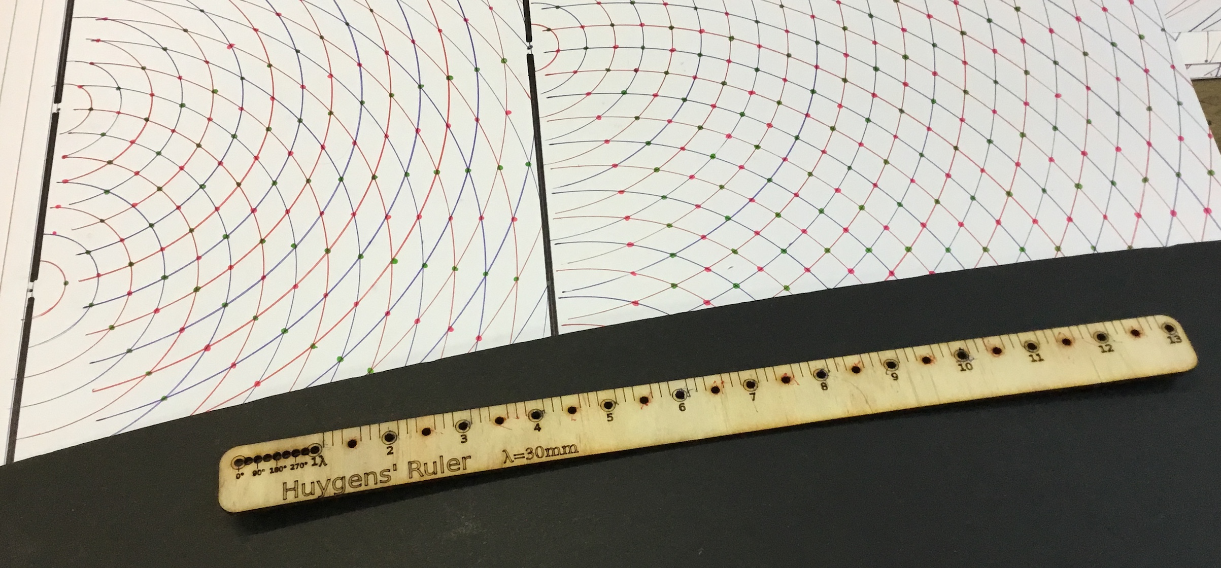 Huygens’ Ruler – Drawing Interference Patterns | Tinkerings